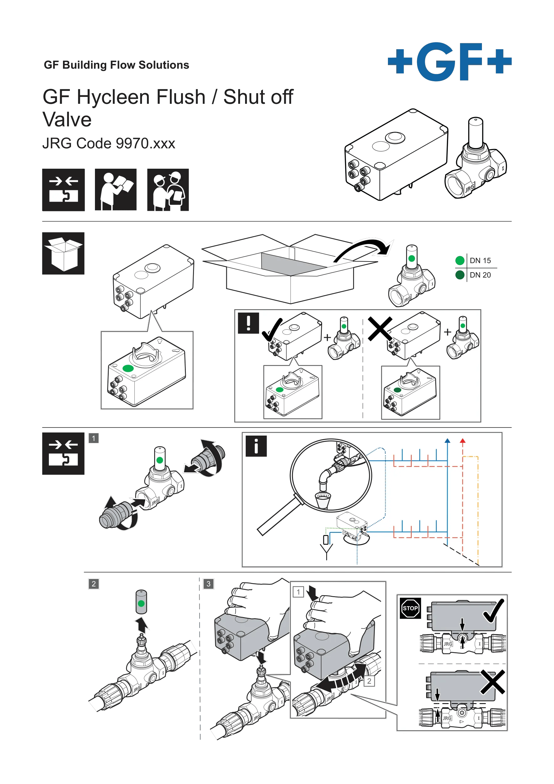 GF Hycleen Flush & Shut-Off Valve DN20 | Uponor