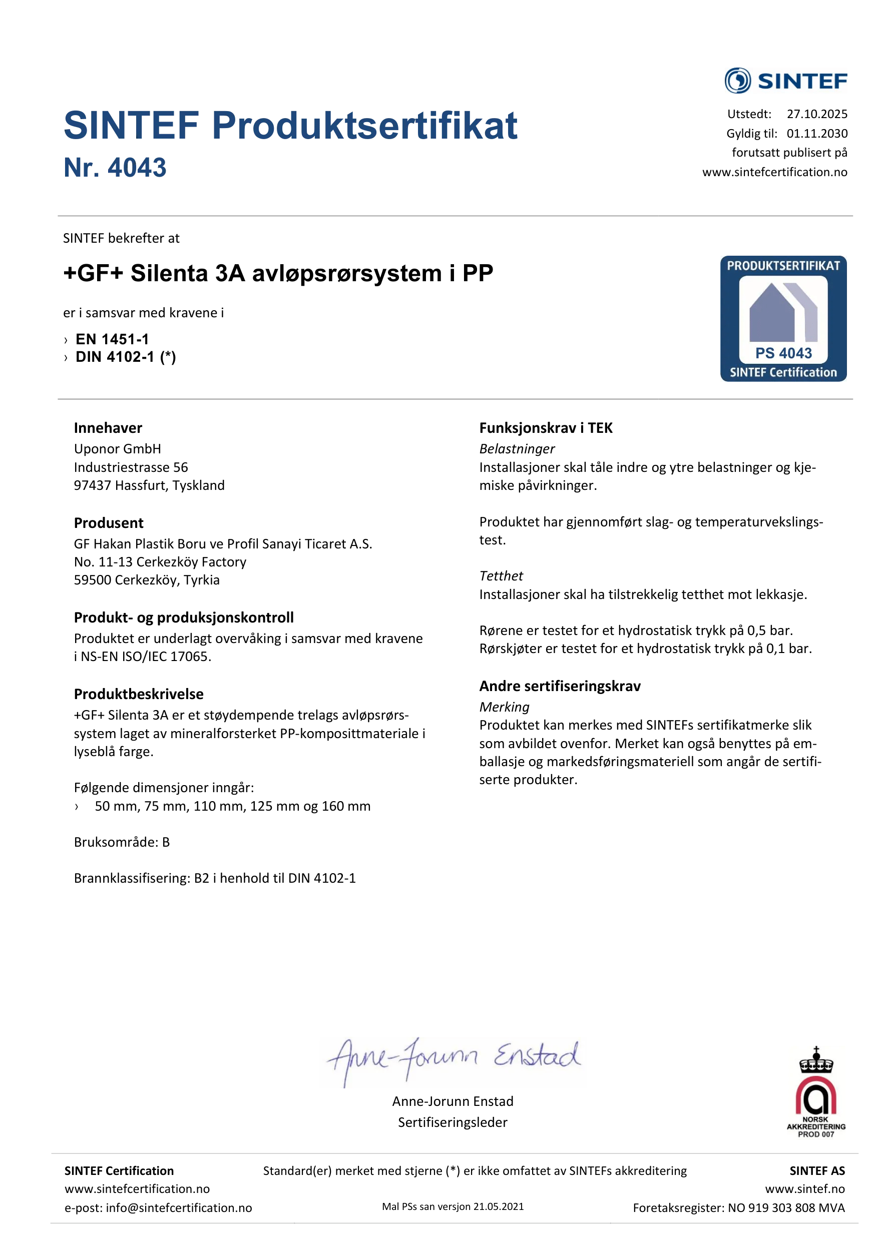 GF Silenta 3A reduksjon eksentrisk 160-125mm | Uponor